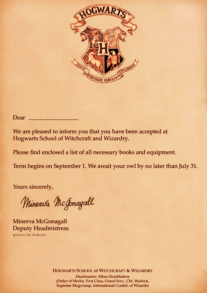 Hogwart Acceptance Letter - Harry Potter Poster – froheyo