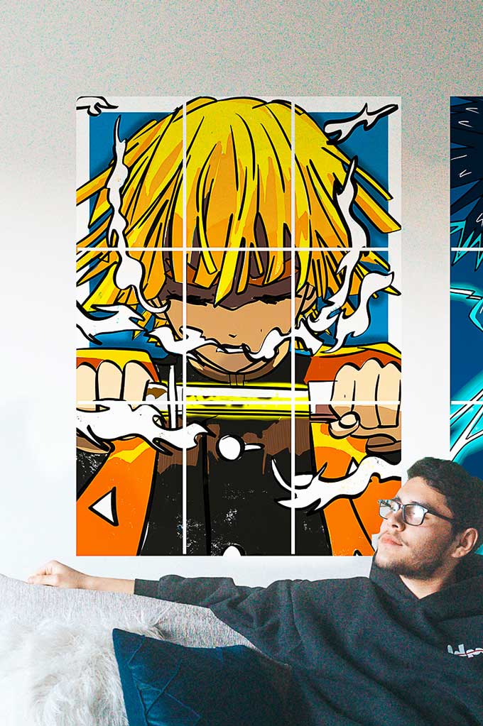 Zenitsu Agatsuma Demon Slayer- Anime Block Kit Posters – froheyo